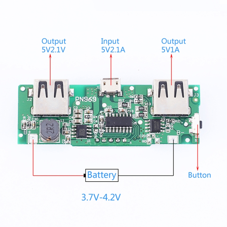 5V 2A Charging Port Boost Module Dual USB Output Digital Display ...