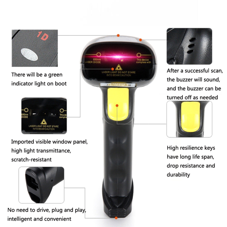 YHDAA Laser Barcode Automatic Scanner, Specification: YHD-8200 One ...