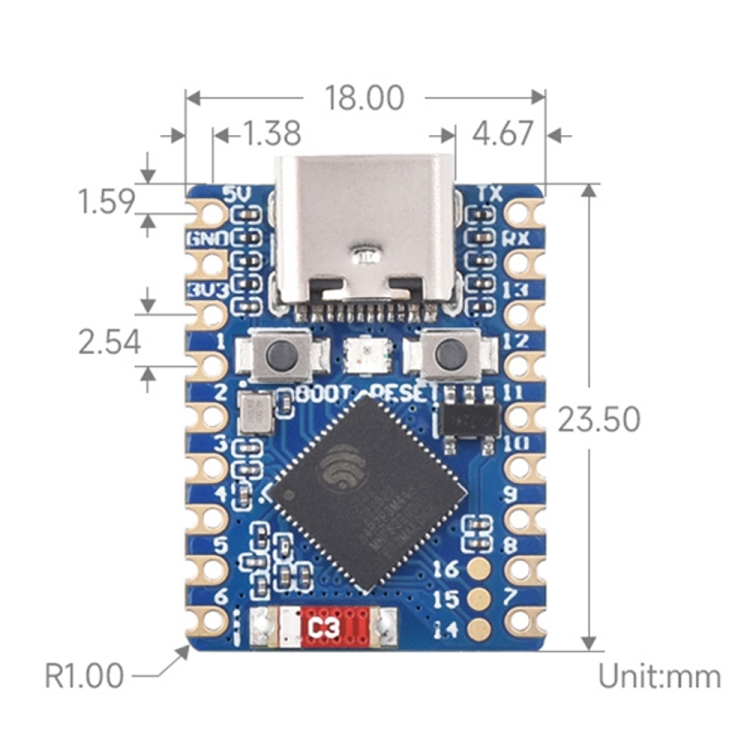 Mini placa de desarrollo Waveshare ESP32-S3, basada en el procesador de doble núcleo ESP32 ...
