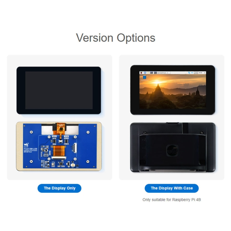 Waveshare 7 inch 800×480 IPS Capacitive Touch Display, DSI Interface, 5-Point Touch with Case