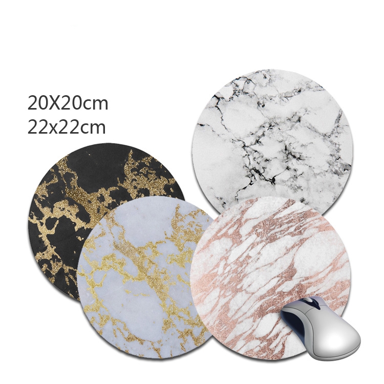 3 PCS Marbled Round Mouse Pad Rubber Non-Slip Mouse Pad, Size: 20 x ...