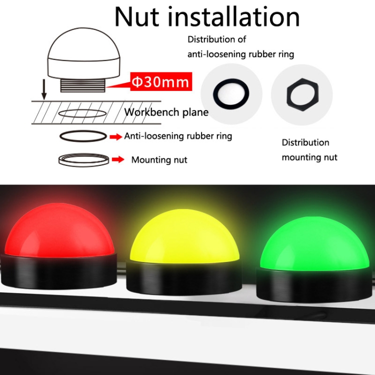 24V Safety Three-Color Warning Light Alarm LED Hemispherical Waterproof ...
