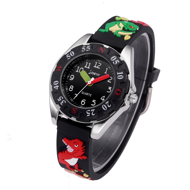 JNEW 6811-86172 เด็กการ์ตูน 3D ไดโนเสาร์ซิลิโคนสายนาฬิกาควอทซ์กันน้ำ ...