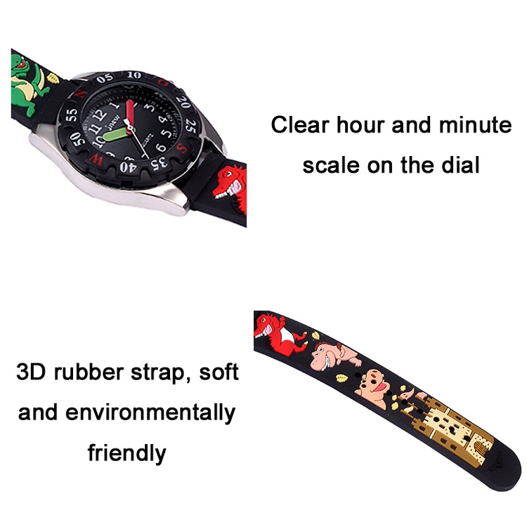 JNEW 6811-86172 เด็กการ์ตูน 3D ไดโนเสาร์ซิลิโคนสายนาฬิกาควอทซ์กันน้ำ ...