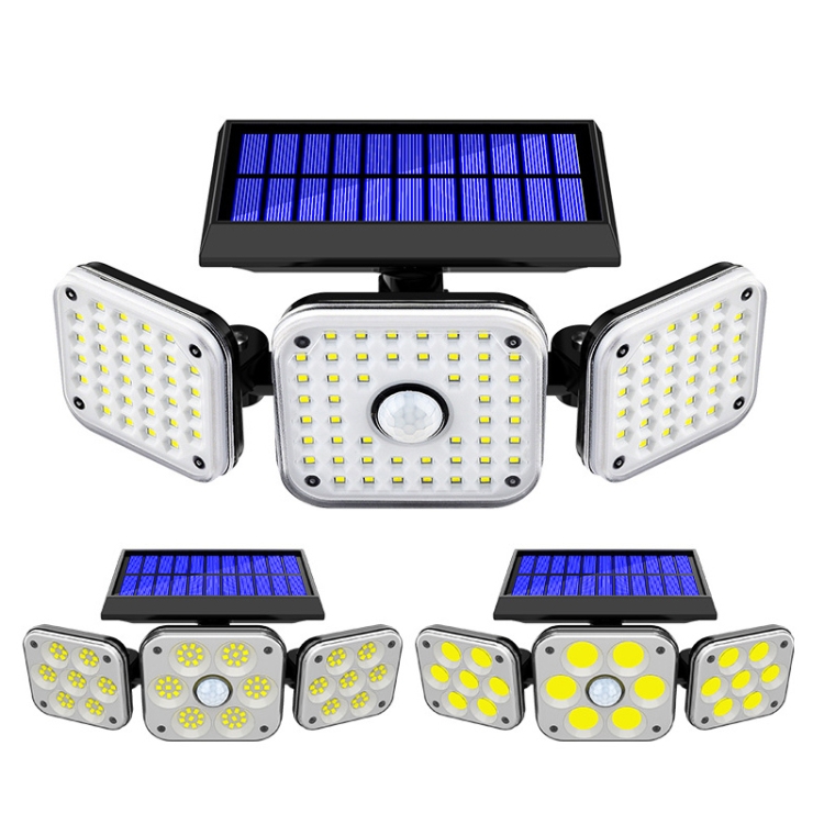 132 COB Solar Solar 3-Head Wall Lights Human Sense Outdoor Garden ...