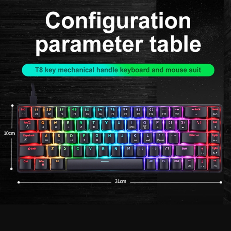 T8 68 Keys Mechanical Gaming Keyboard RGB Backlit Wired Keyboard, Cable ...
