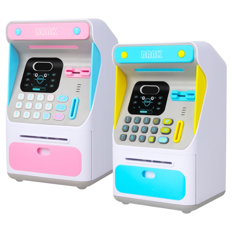 8010 Simulated Face Recognition ATM Machine Piggy Bank Password Automatic Rolling Money Safe ...