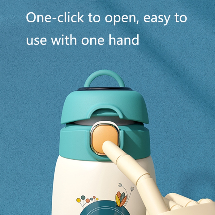 Gd 052 304 스테인레스 스틸 스마트 절연 컵 미니 휴대용 학생 온도 디스플레이 워터 컵 어린이 만화 큰 배꼽 컵 용량 320ml 파란색