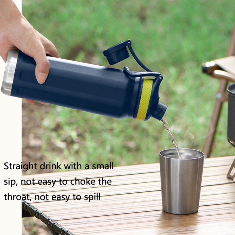 Censun 304 스테인레스 스틸 진공 플라스크 대용량 야외 휴대용 스포츠 병, 용량 : 700ml (블랙)