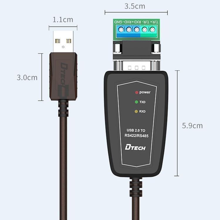 DTECH DT-5019 RS485 / RS422 변환 케이블, FT232 칩, 길이에 USB : 0.5M