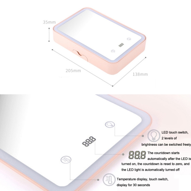 FD001 LED Dimming กระจกแต่งหน้าพร้อมกล่องเก็บแต่งหน้า (มิ้นท์สีเขียว)