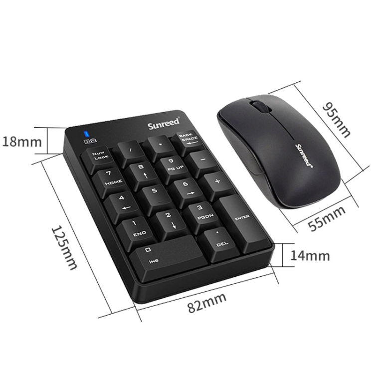 Sunreed SK-051AGT Notebook 2.4G Wireless Digital Keyboard Mouse Set