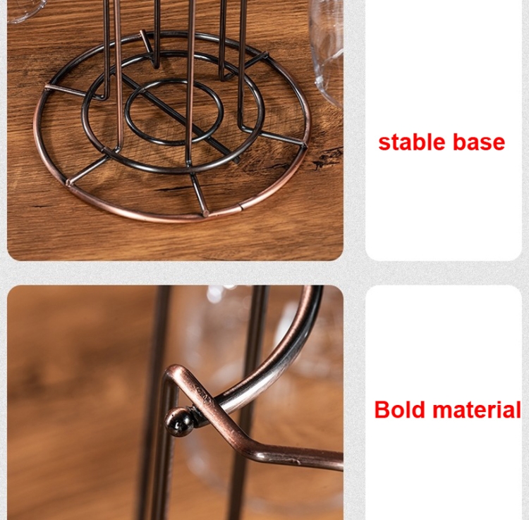 เหล็กดัดแก้วไวน์แดงผู้ถือขวดเหล้ายืนผู้ถือ G Oblet (เทียมสามเหลี่ยมทองคำ)