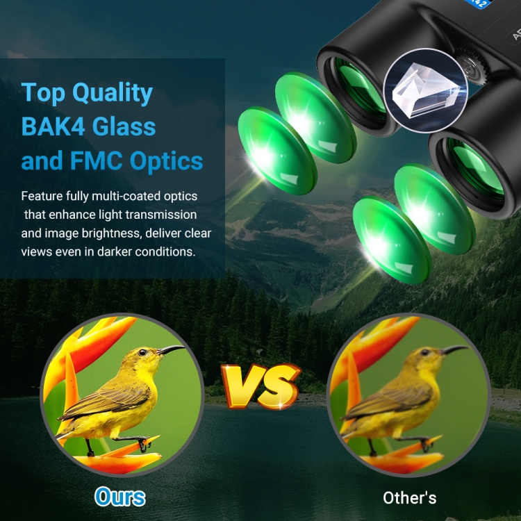 APEXEL 10x42 Fixed Focus Binoculars Autofocus Telescope(Black)