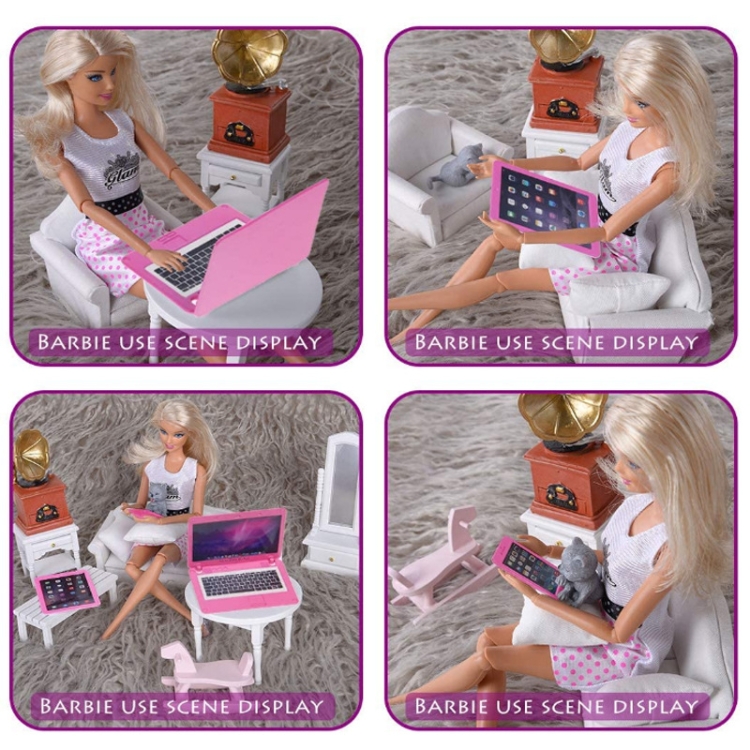 1: 6 Doll House Mini Mobile Phone + Laptop + Tablet Set(BW729 Pink)