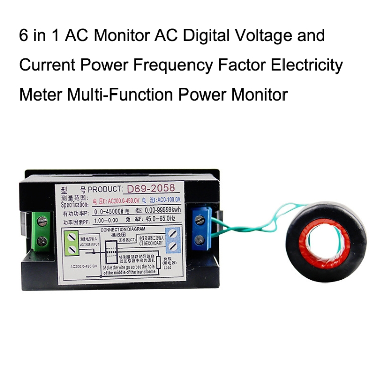 D69-2058 6 in 1 Multifunctional AC Voltage and Current Digital Display ...