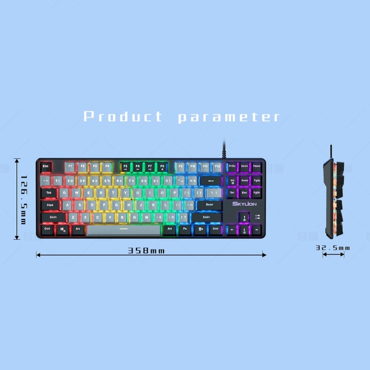 SKYLION H87 Mechanical Green Shaft Wired Computer External Keyboard ...