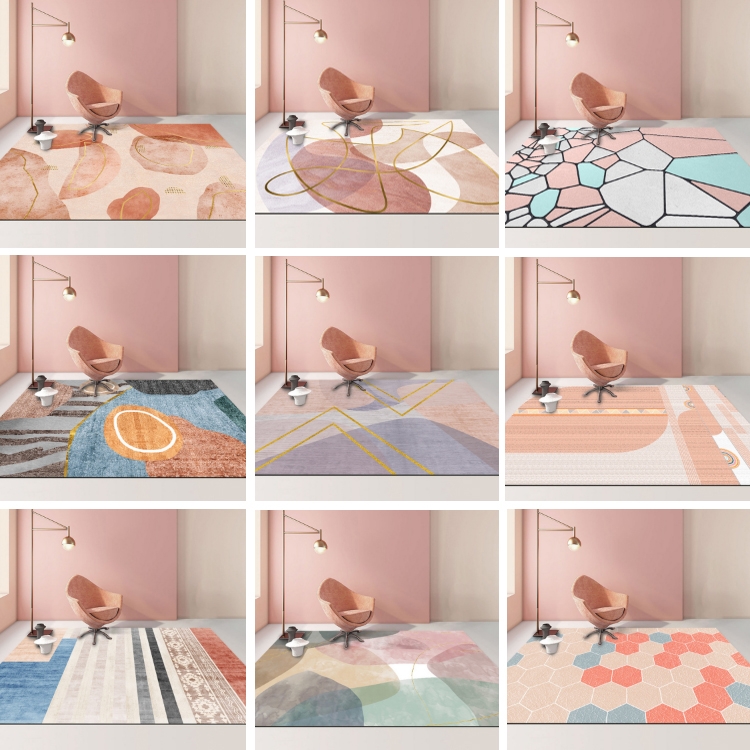 Modern Abstract Geometric Living Room Rug Coffee Table Cushion, Size ...