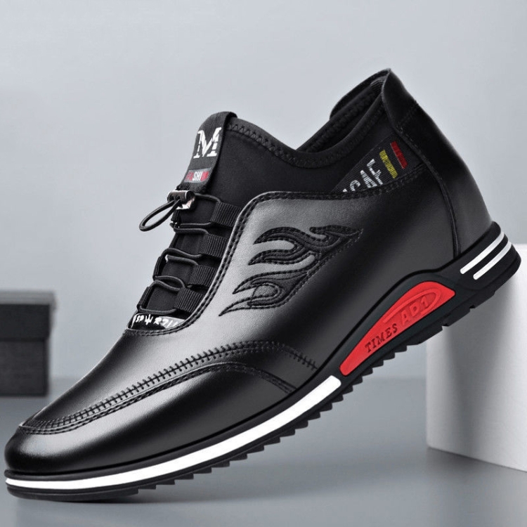 Men Spring Shoes Inner Height Increase Casual Sneakers, Size: 45(Black 6cm)