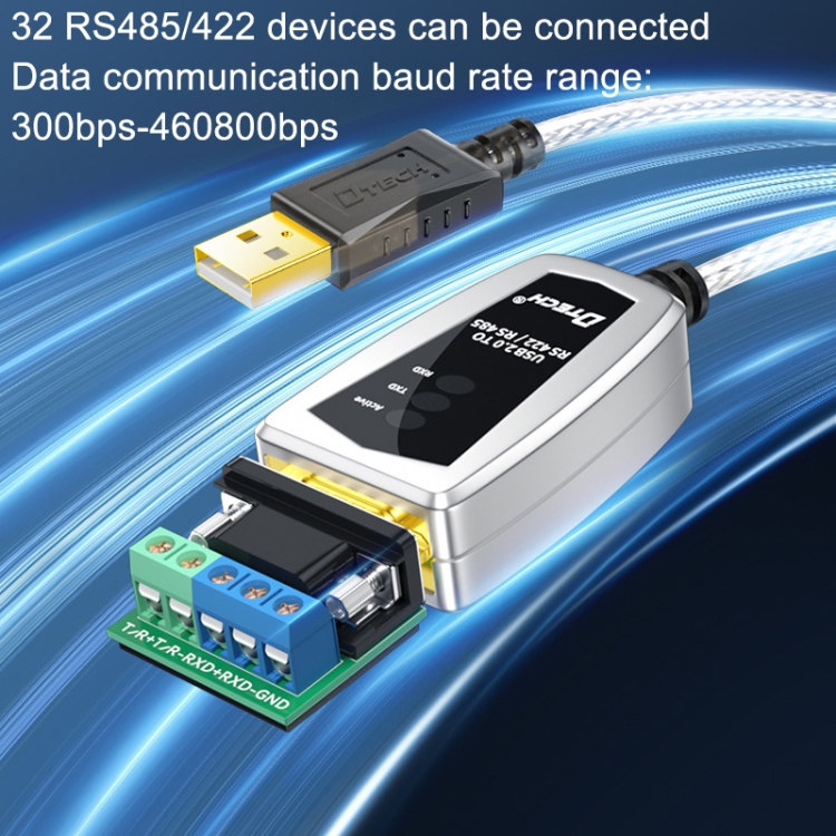 DTECH DT-5119 0.5m USB To RS485/422 Industrial Converter Serial Line ...