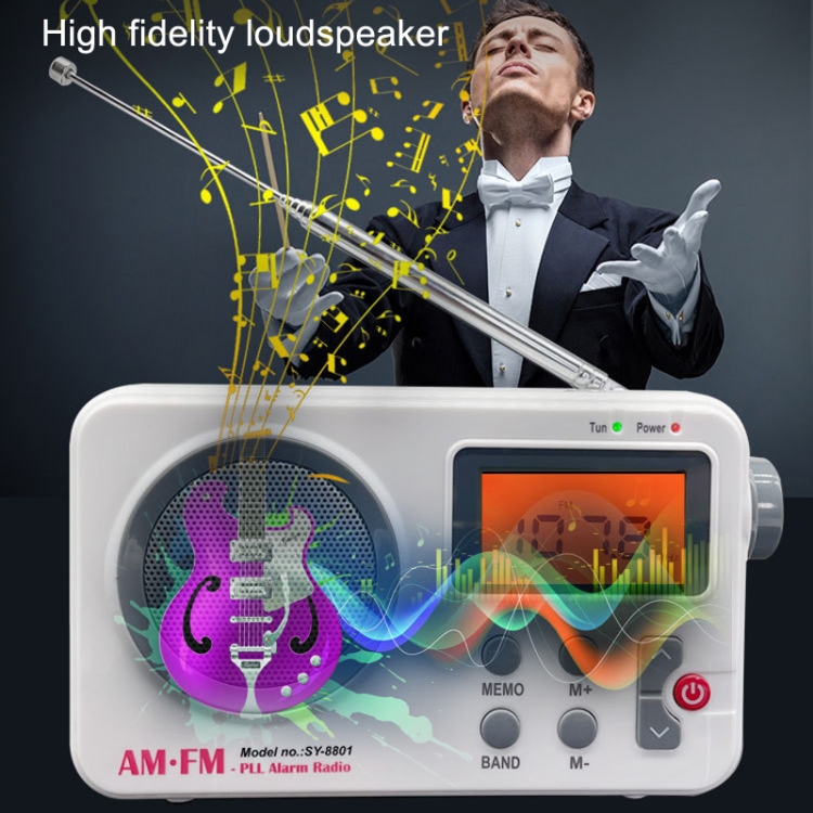 SY-8801 Portable Retro Radio HD LCD Screen Weight Bass Short Wave Radio ...