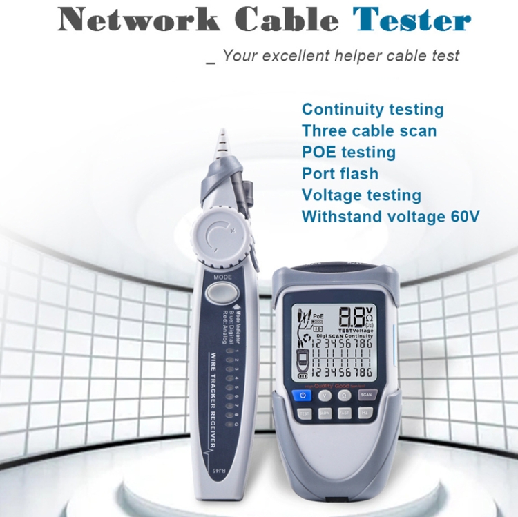 ET613 Network Cable Tester Wire Tracker Battery Voltage POE Test Multi ...