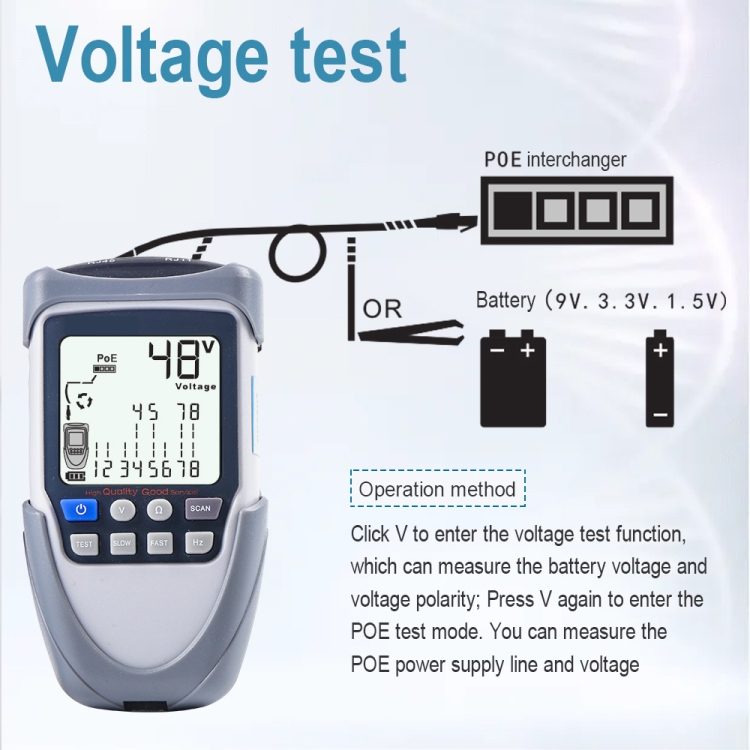 ET613 Network Cable Tester Wire Tracker Battery Voltage POE Test Multi ...