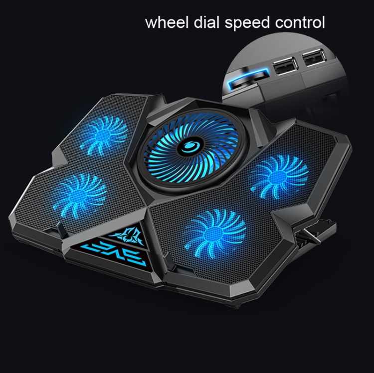 CoolCold Five Fans 2 USB Ports Laptop Cooler Gaming Notebook Cool Stand ...