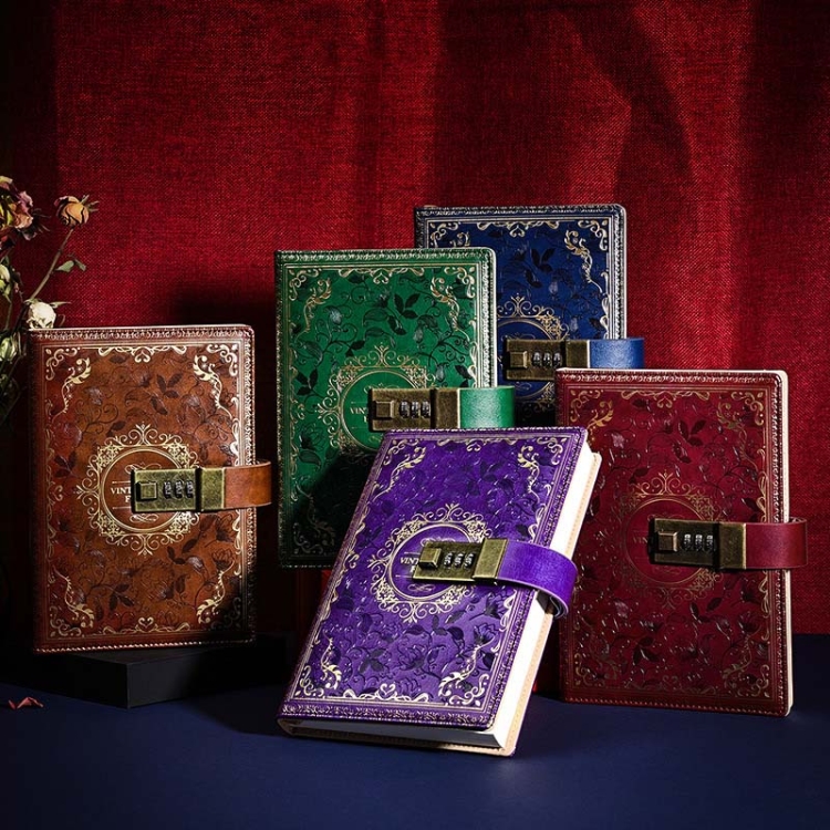 B6 PU Leather Retro Password Book พร้อม Lock Diary Hand Book (สีเขียว)