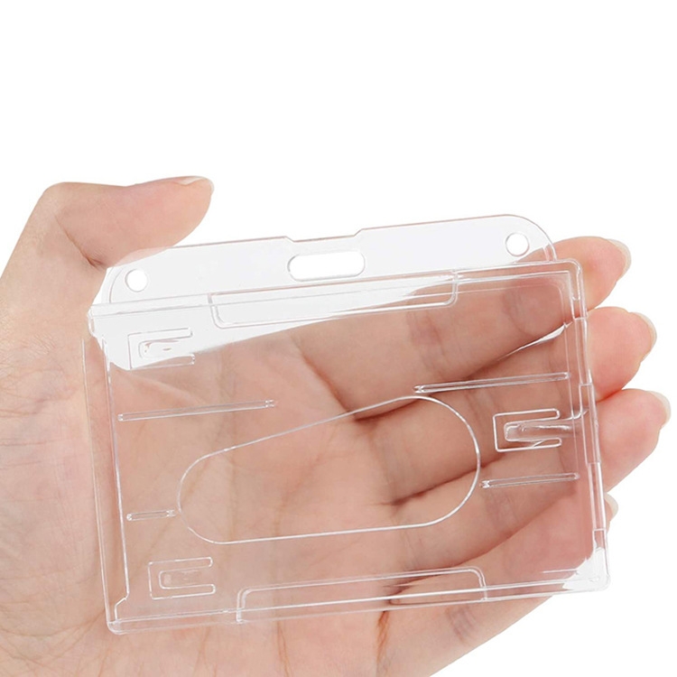 5 PCS แนวนอนประเภท PS วัสดุโปร่งใส Frosted ID Card Holder Badge