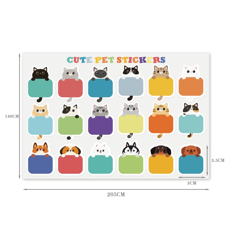 12 PCS Cute Cat Name Stickers Waterproof Children Stationery Stickers