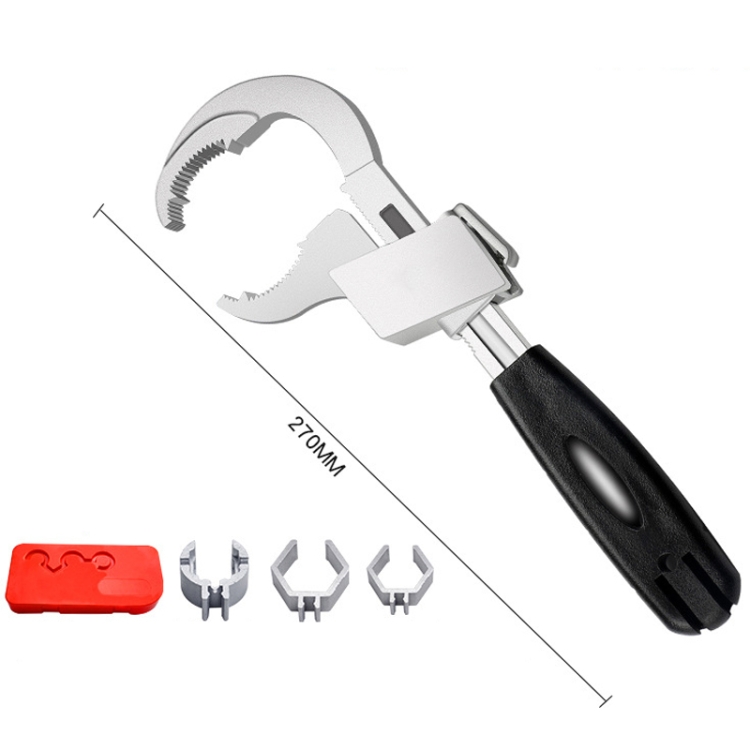 Multipurpose Bathroom Sink Circular Arc Toothed Wrench(Silver Black)