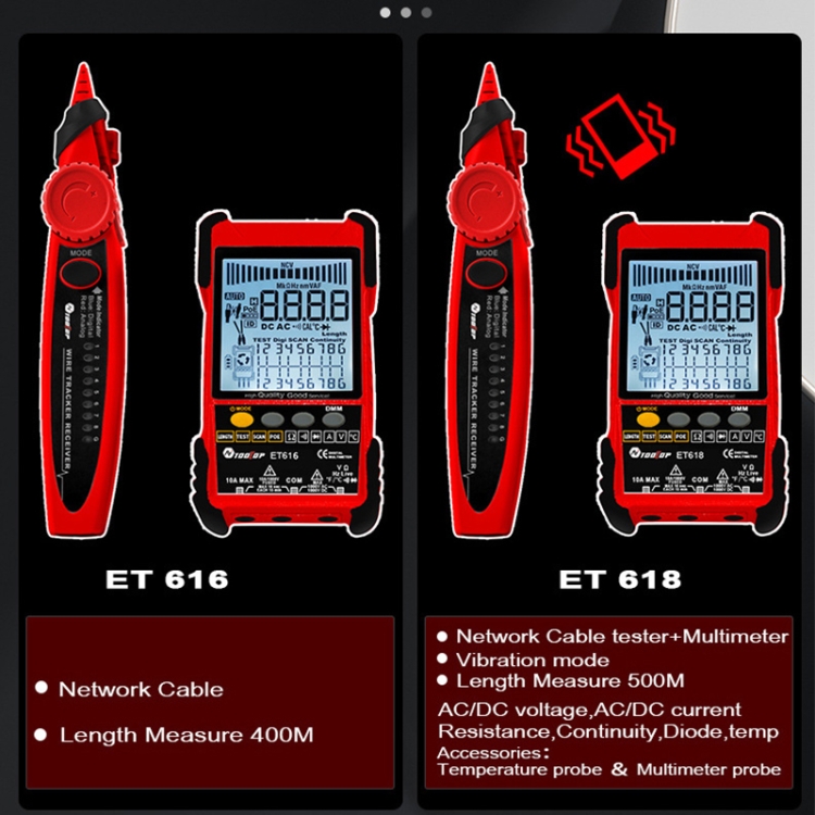 ET616 Rechargeable Adjustable Network Cable Tester Wire Tracker POE ...