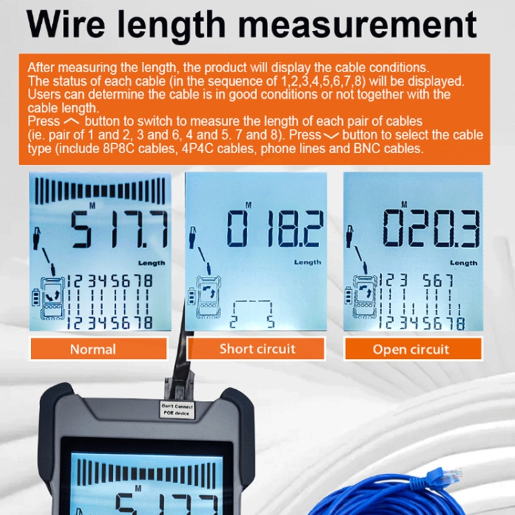 ET618 Rechargeable and Adjustable Network Cable Tester Wire Tracker POE ...