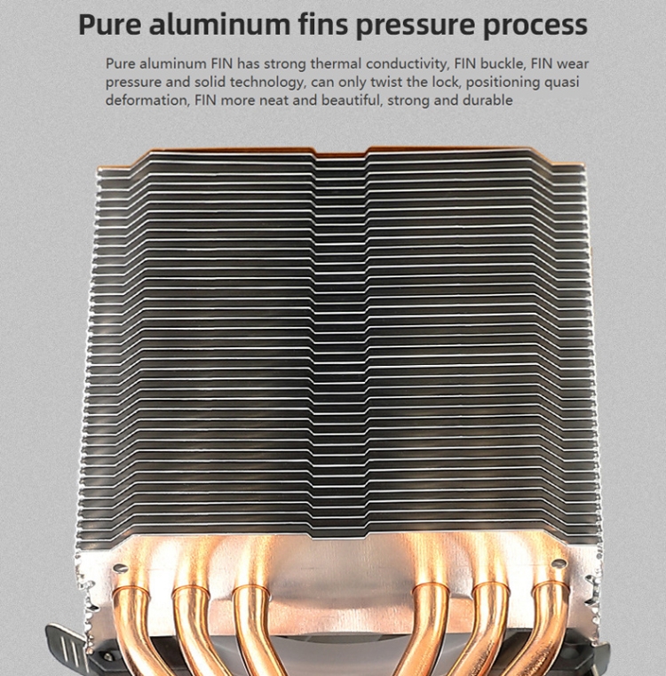 Computer 6 Copper Tube CPU Radiator CPU Fan,Spec: RGB Light 3 Fans