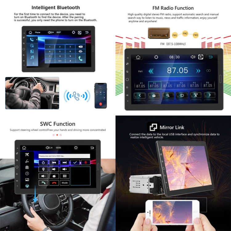 1310C 10.1 inch Car Full Screen Touch HD MP5 Wired Carplay Player ...