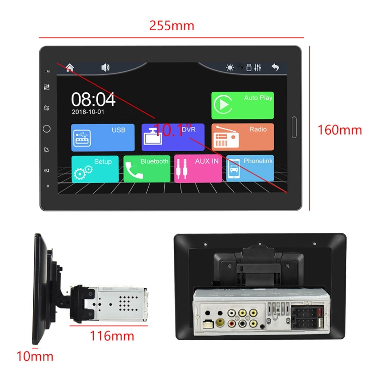 1310C 10.1 inch Car Full Screen Touch HD MP5 Wired Carplay Player ...