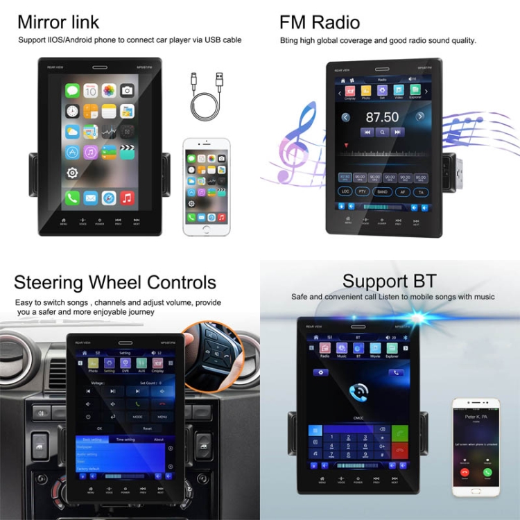 C800 เครื่องเล่น MP5 Single Butt Carplay ขนาด 9.5 นิ้ว สไตล์: Standard