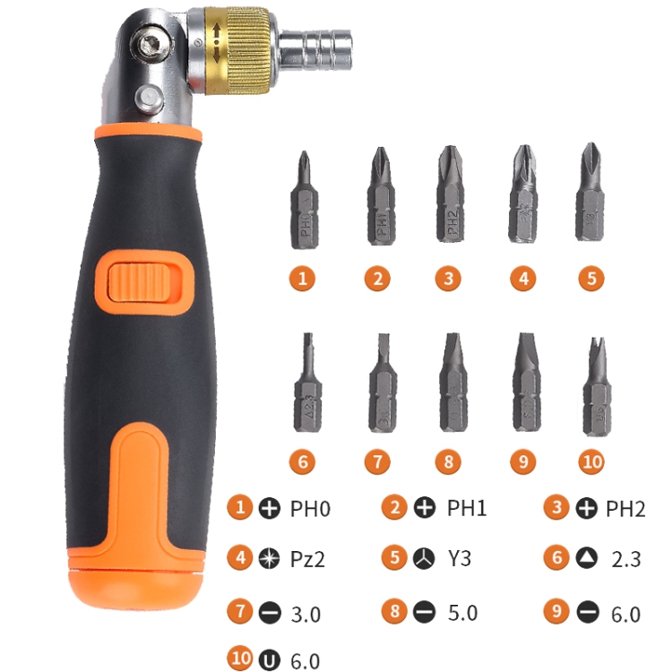 2050C Portable 10 In 1 Hidden Bits Multi-angle Ratchet Corner ...