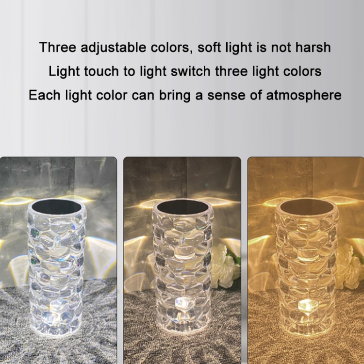Water Drop Ambient Light Bedside LED Crystal Table Lamp, Model: 3 ...