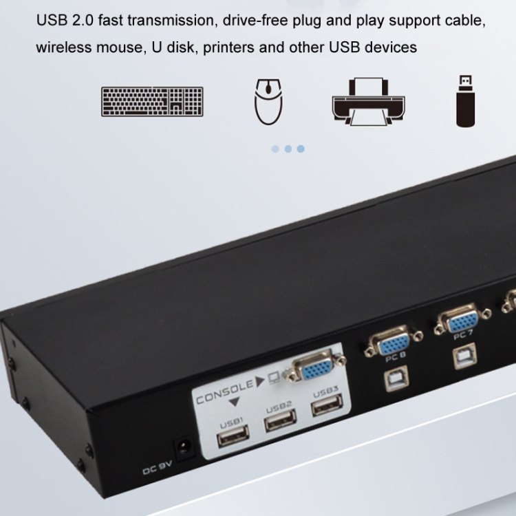 FJGEAR FJ-810UK 8 In 1 Out คอมพิวเตอร์โฮสต์ VGA เป็น KVM Switcher พร้อม ...