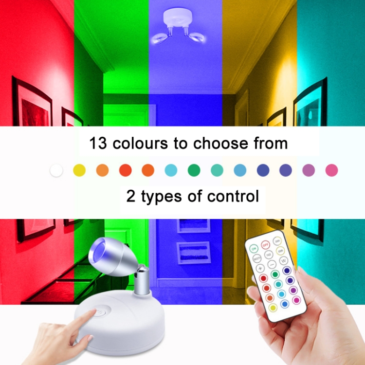C2765 Double Head 2 Lights Wireless RGB Remote Control Cabinet Ambient ...
