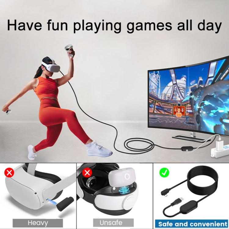 Oculus Quest Pro USB3.2 Gen1 A-C VR 링크 데이터 라인 케이블 5m용 블랙