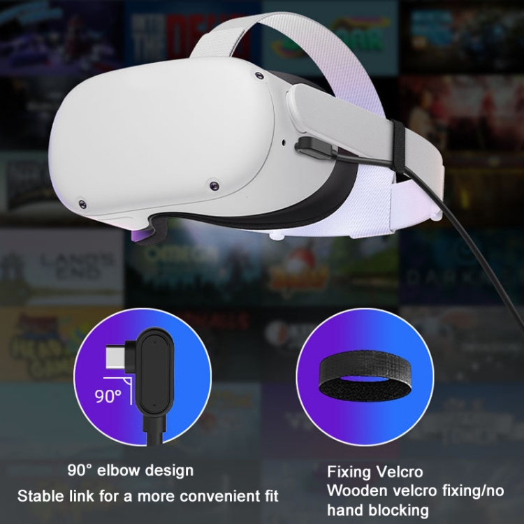 สำหรับ Oculus Quest Pro USB3.2 Gen1 AC VR Link Data Line Cable 5 ม. สีดำ