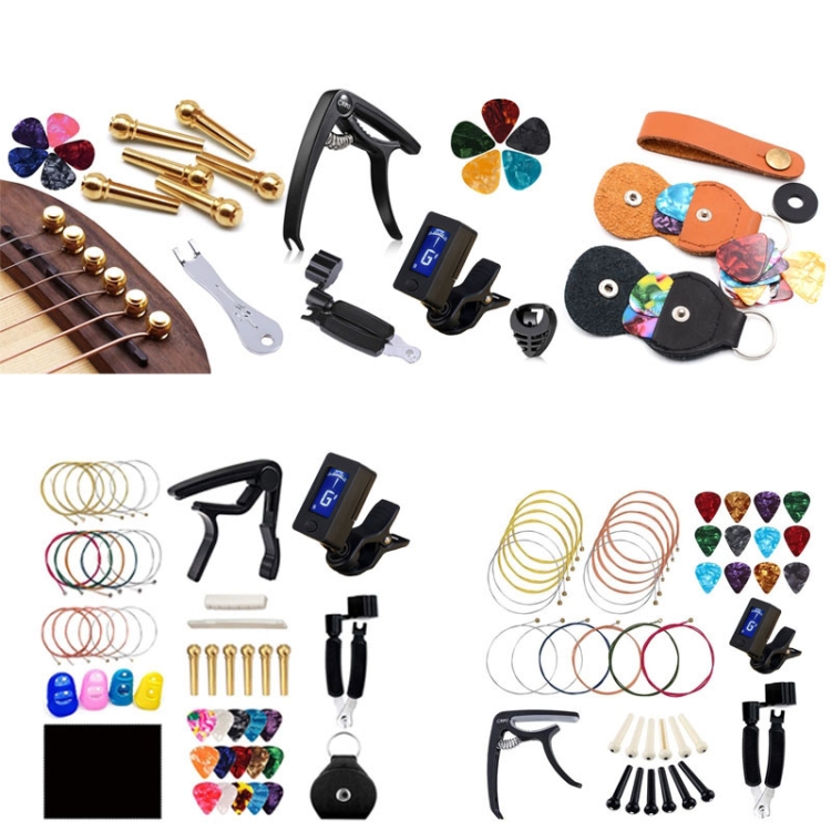 34 PCS / Set Folk Wood Bass Guitar Tuning Clip Tuner Instrument Set