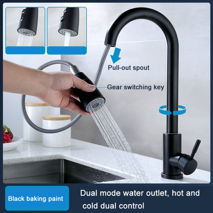 Kitchen Pull-out Faucet Stainless Steel Sink Telescopic Universal ...