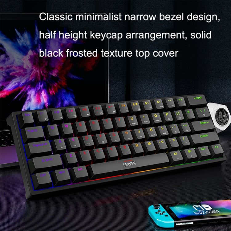 LEAVEN K620 61 Keys Hot Plug-in Glowing Game Wired Mechanical Keyboard ...