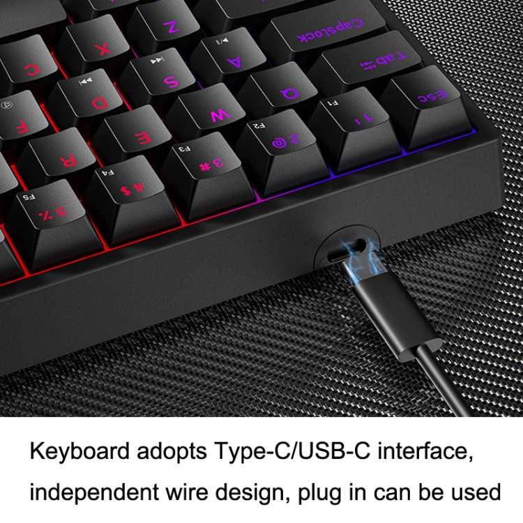 LEAVEN K620 61 Keys Hot Plug-in Glowing Game Wired Mechanical Keyboard ...