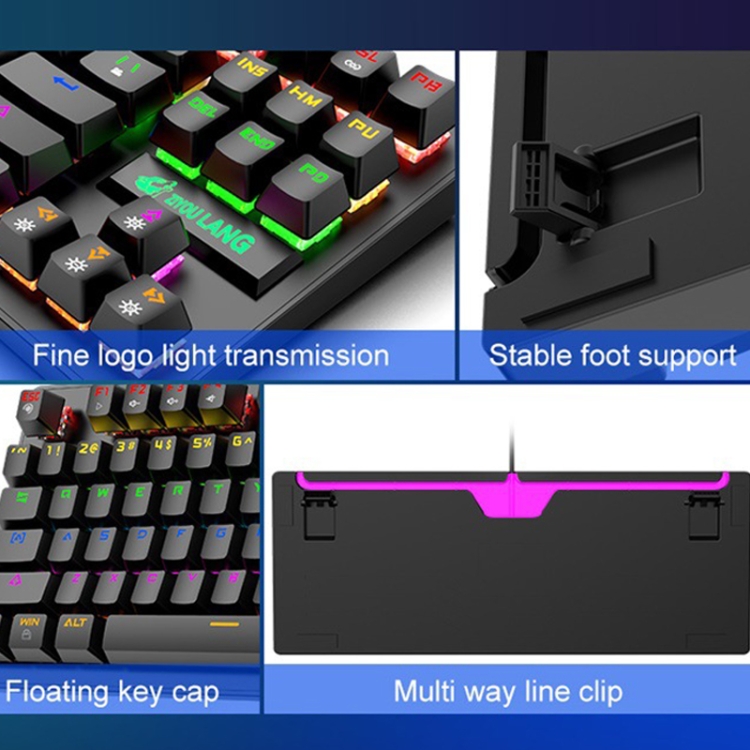 ZIYOULANG K2 87 Keys Office Laptop Punk Glowing Mechanical Wired ...