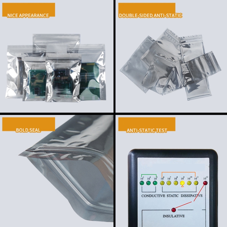 100pcs 정전기 방지 차폐 가방 전자 장치 하드 디스크 포장 가방 절연 가방 크기 17x25cm
